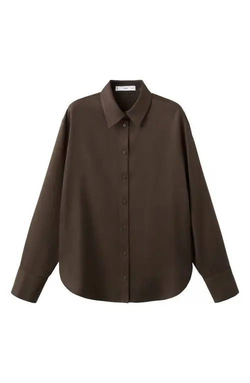 Mango Straight Button-up Shirt - Brown