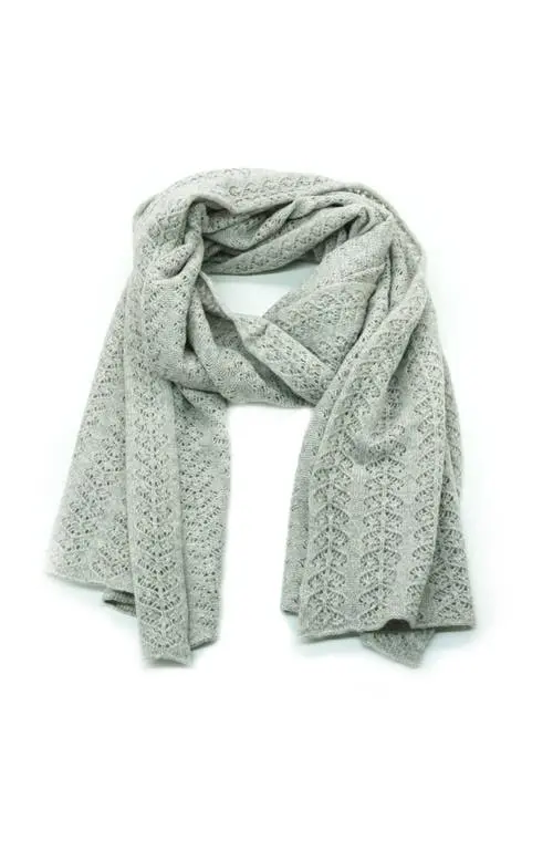 Portolano Cashmere Openwork Wrap - Light Grey