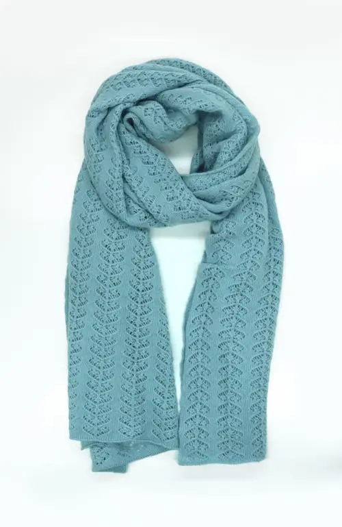 Portolano Cashmere Openwork Wrap - Pale Blue