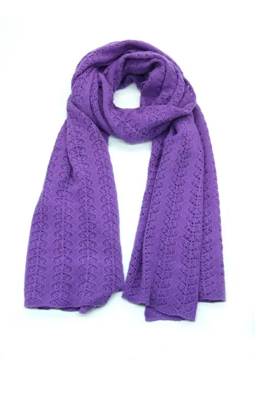 Portolano Cashmere Openwork Wrap - Royal Lilac