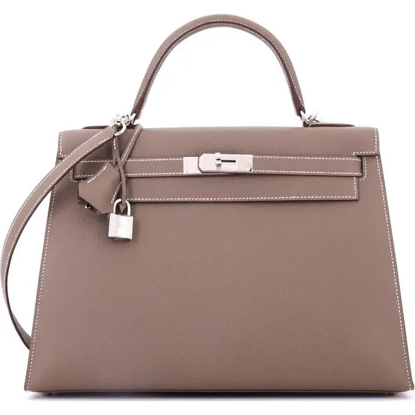 HERMES Kelly Handbag Grey Epsom With Palladium Hardware 32 - Etoupe