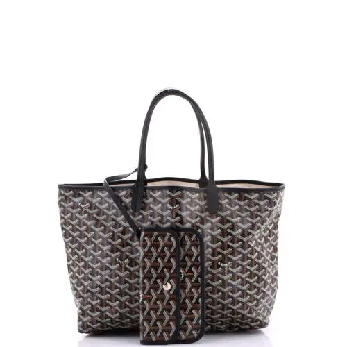 Goyard Saint Louis Tote Coated Canvas Pm - Black