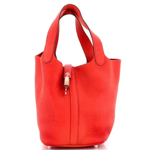 Hermès Picotin Lock Bag Clemence Pm - Rouge Tomate