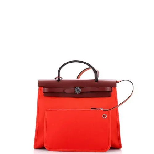 Hermès Herbag Zip Leather And Toile 31 - Orange