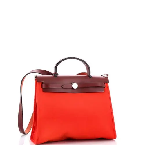 Hermès Herbag Zip Leather And Toile 31 - Orange