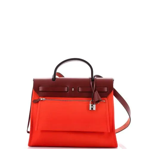 Hermès Herbag Zip Leather And Toile 31 - Orange