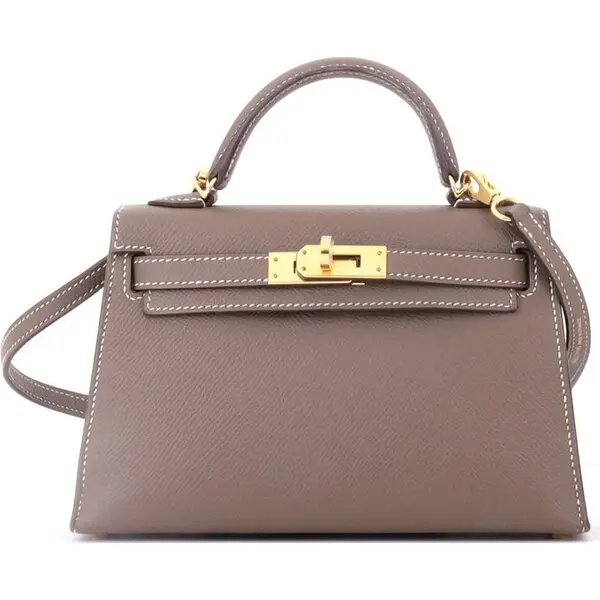 HERMES Kelly Mini Ii Bag Grey Epsom With Gold Hardware 20 - Etoupe
