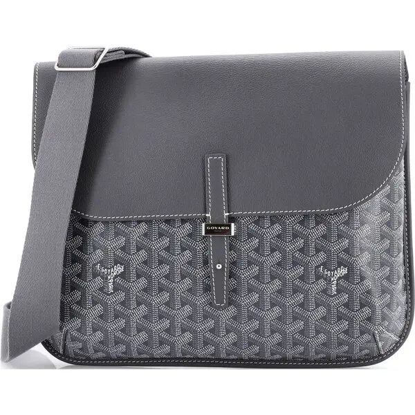GOYARD Coursier Messenger Bag Coated Canvas And Leather - Gray