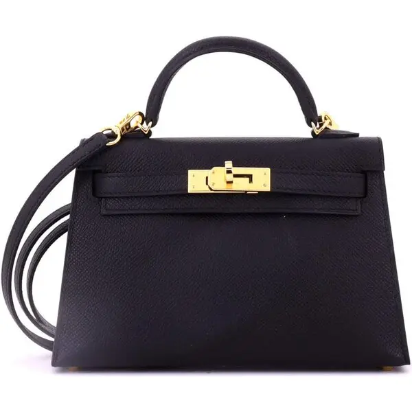 HERMES Kelly Mini Ii Bag Black Epsom With Gold Hardware 20 - Noir