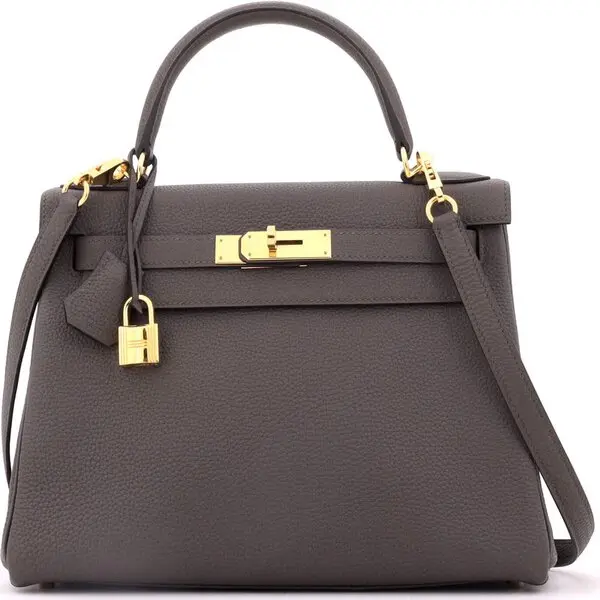 Hermès Kelly Handbag 28 Grey Togo With Gold Hardware - Etain
