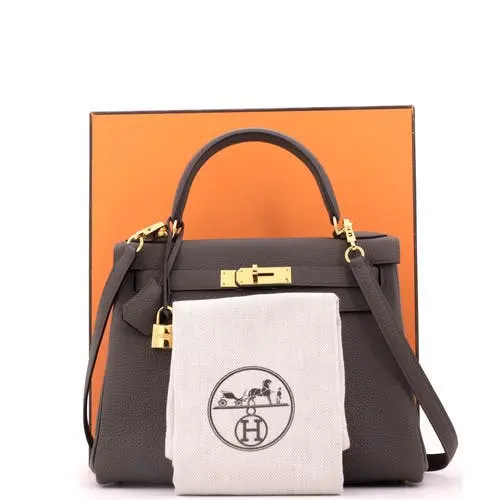Hermès Kelly Handbag 28 Grey Togo With Gold Hardware - Etain