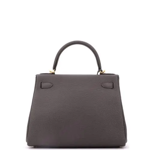 Hermès Kelly Handbag 28 Grey Togo With Gold Hardware - Etain