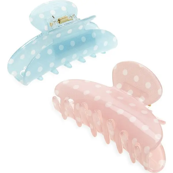 Tasha Assorted 2-pack Polka Dot Claw Clips - Pink/blue