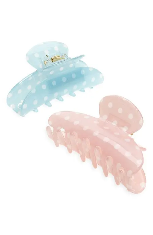 Tasha Assorted Polka Dot Claw Clips - Pink/blue