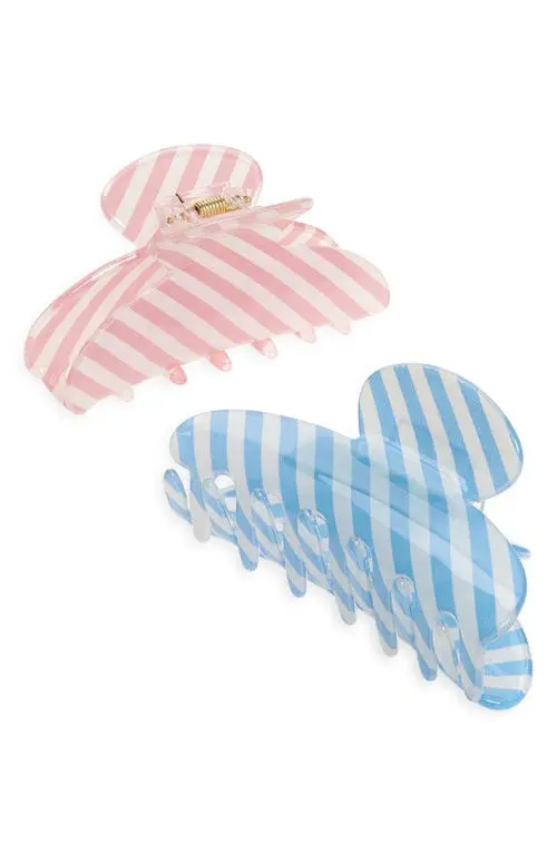 Tasha Assorted Stripe Claw Clips 2 Pack - Pink/blue