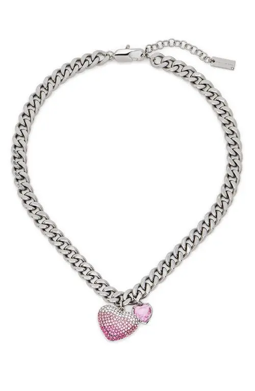 Marc Jacobs Heart Balloon Pavé Necklace - Silver/rose