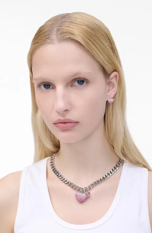 Marc Jacobs Heart Balloon Pavé Necklace - Silver/rose