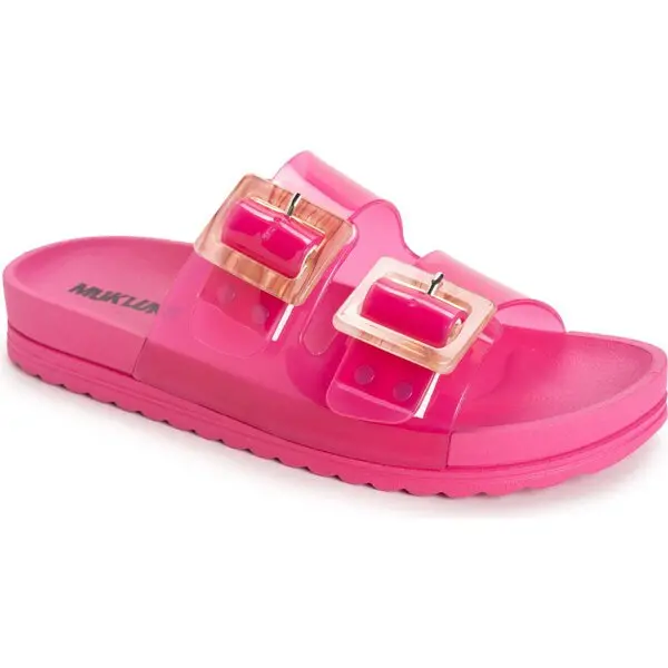 MUK LUKS Grand Cayman Slide Sandals With Adjustable Straps And Cushioned Footbed - Magenta