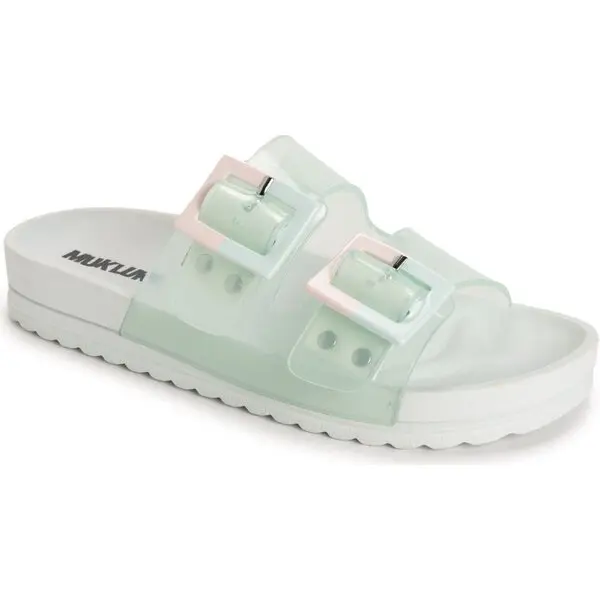 MUK LUKS Grand Cayman Slide Sandals With Adjustable Straps And Cushioned Footbed - Mint