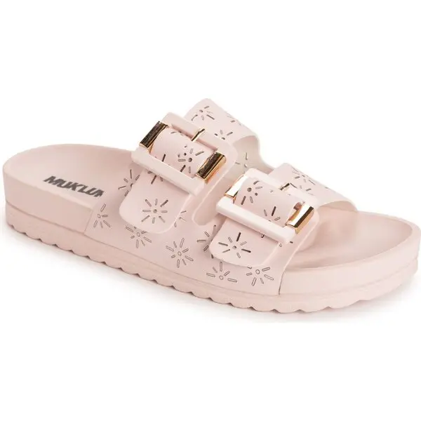 MUK LUKS Grand Cayman Slide Sandals With Adjustable Straps And Cushioned Footbed - Pink