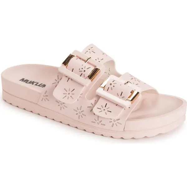 MUK LUKS Grand Cayman Slide Sandals With Adjustable Straps And Cushioned Footbed - Pink