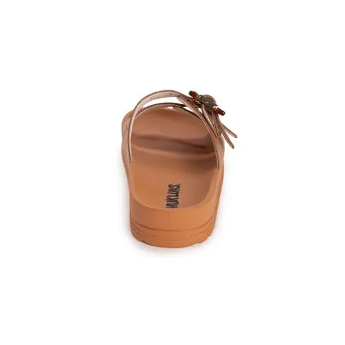 MUK LUKS Grand Cayman Slide Sandals With Adjustable Straps And Cushioned Footbed - Tan
