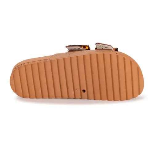MUK LUKS Grand Cayman Slide Sandals With Adjustable Straps And Cushioned Footbed - Tan