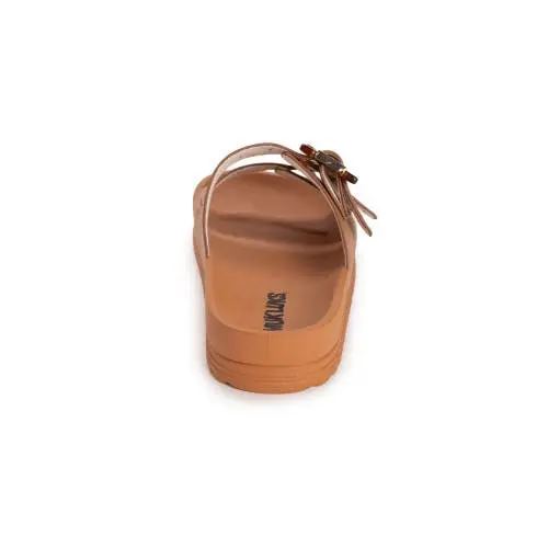 MUK LUKS Grand Cayman Slide Sandals With Adjustable Straps And Cushioned Footbed - Tan