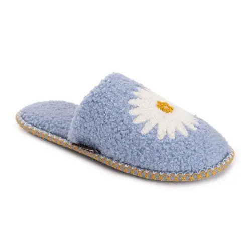 MUK LUKS Novelty Punch Needle Scuff Slipper - Blue Daisy