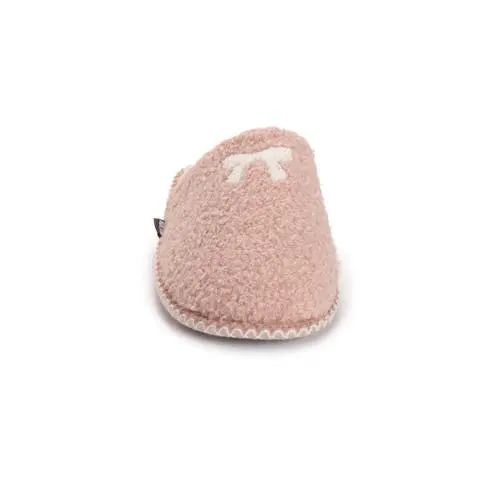 MUK LUKS Novelty Punch Needle Scuff Slipper - Rose Pink Bow
