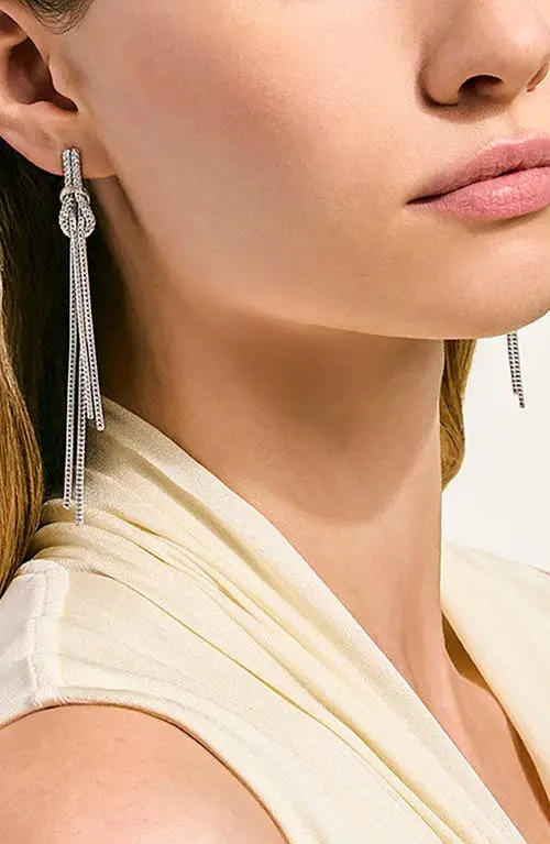John Hardy Love Knot Diamond Drop Earrings - Silver