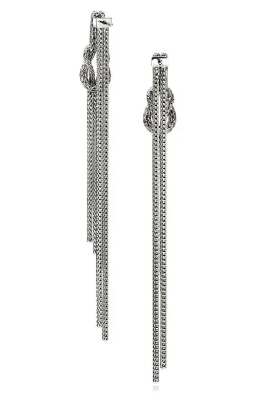 John Hardy Love Knot Diamond Drop Earrings - Silver