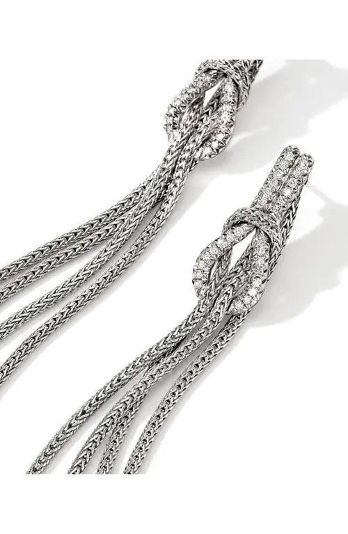 John Hardy Love Knot Diamond Drop Earrings - Silver