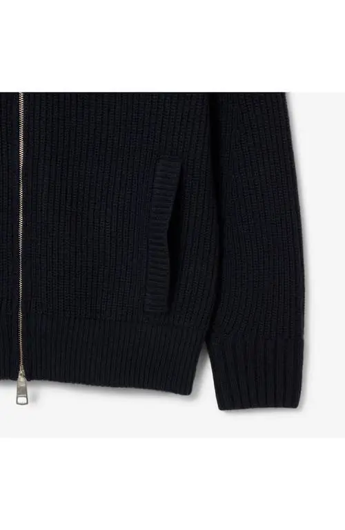 Lacoste Classic Fit Wool Rib Zip Cardigan