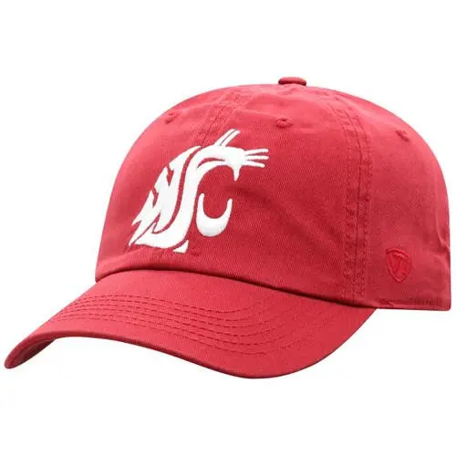 Top Of The World Washington State Cougars Team Logo Washed Adjustable Hat - Crimson