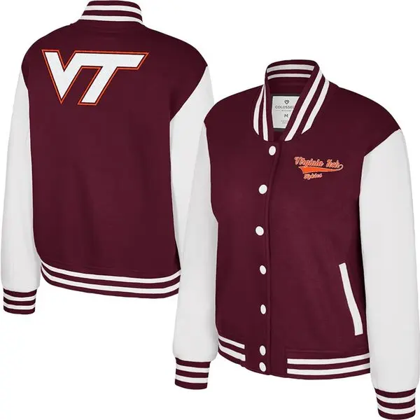 COLOSSEUM Virginia Tech Hokies French Baguette Full Snap Fleece Jacket - Maroon