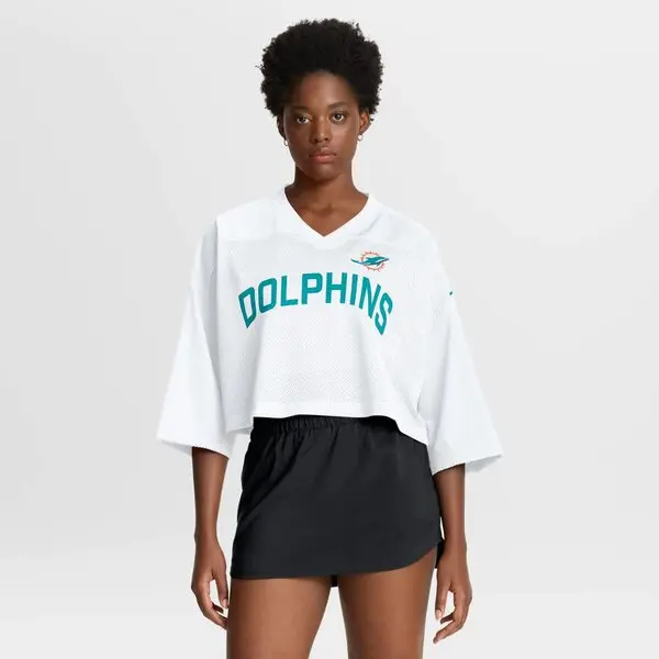 Nike Miami Dolphins Primetime Cropped Mesh Dri-fit Fashion Jersey - White