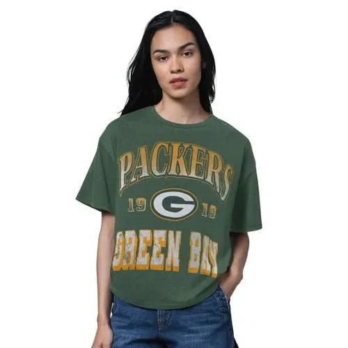 STARTER Green Bay Packers Oversized Hall Of Fame T-shirt - Heather Green