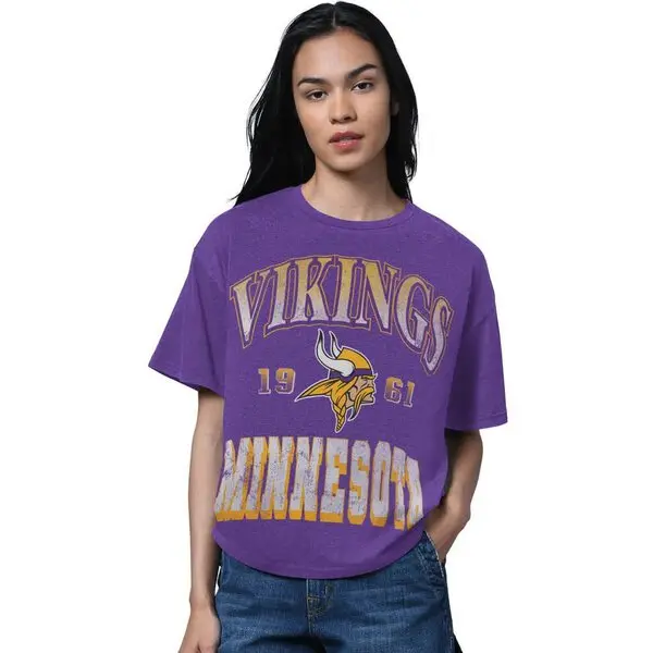 STARTER Minnesota Vikings Oversized Hall Of Fame T-shirt - Heather Purple
