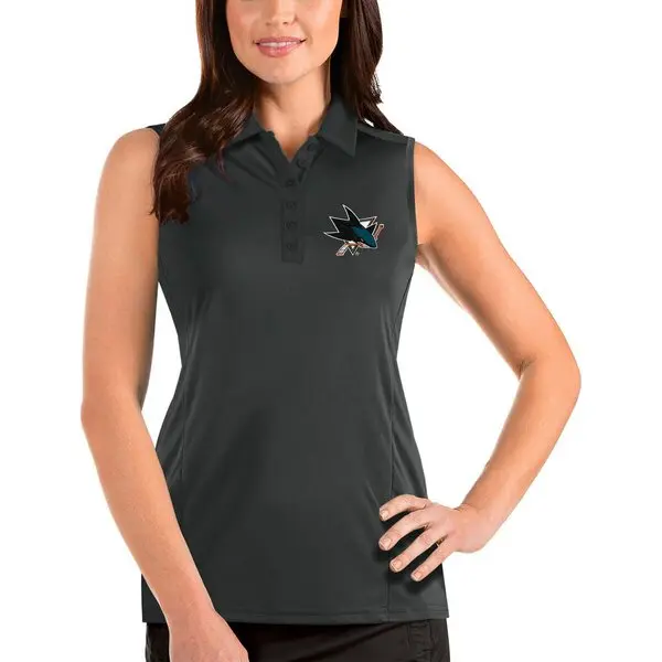 ANTIGUA San Jose Sharks Tribute Sleeveless Polo - Gray