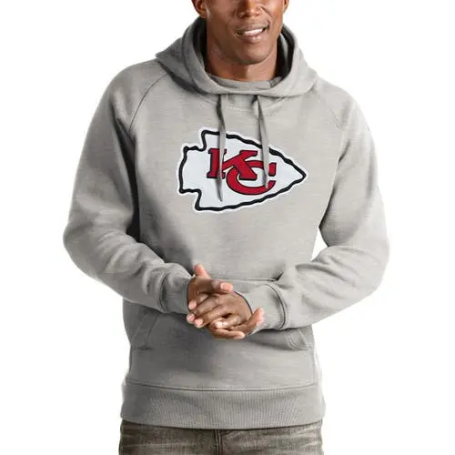 ANTIGUA Kansas City Chiefs Victory Pullover Hoodie - Heather Gray
