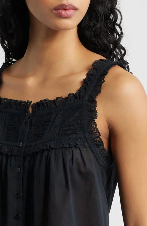 DÔEN Fidella Lace Trim Top - Black