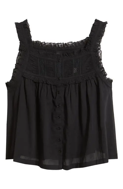 DÔEN Fidella Lace Trim Top - Black