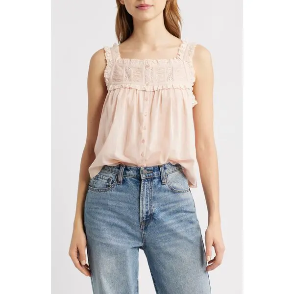 DÔEN Fidella Lace Trim Top - Blush