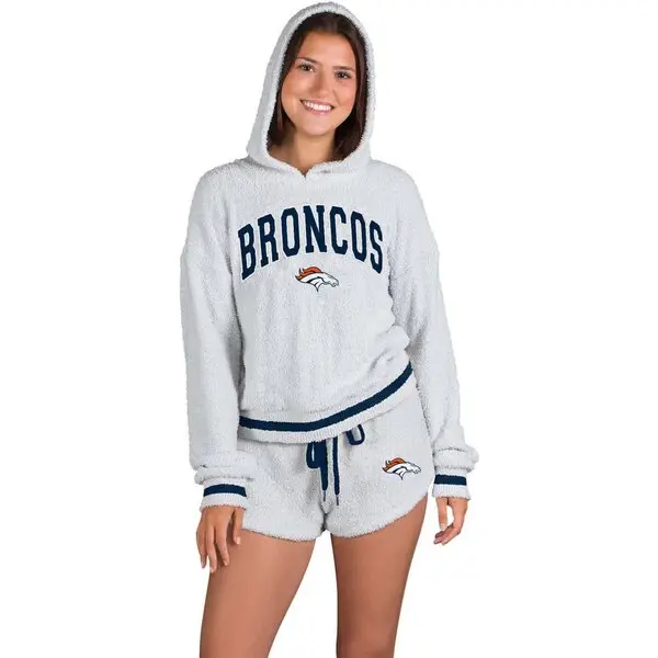 CONCEPTS SPORT Denver Broncos Whitley Hoodie Top And Shorts Set - Gray