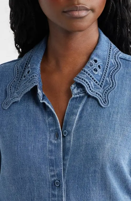 Rails Bethany Embroidered Collar Button-up Denim Top
