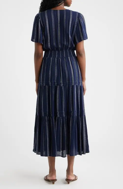 Rails Cannes Stripe Tiered Linen Blend Dress - Marina Stripe