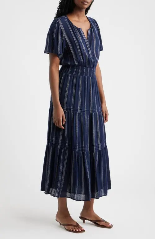 Rails Cannes Stripe Tiered Linen Blend Dress - Marina Stripe