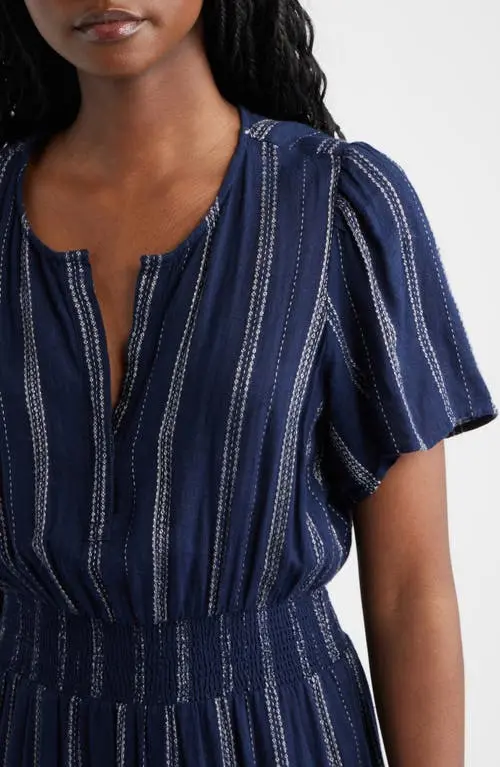 Rails Cannes Stripe Tiered Linen Blend Dress - Marina Stripe