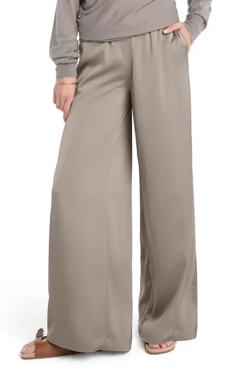 FAVORITE DAUGHTER The Everything Satin Wide Leg Pants - Soft Taupe